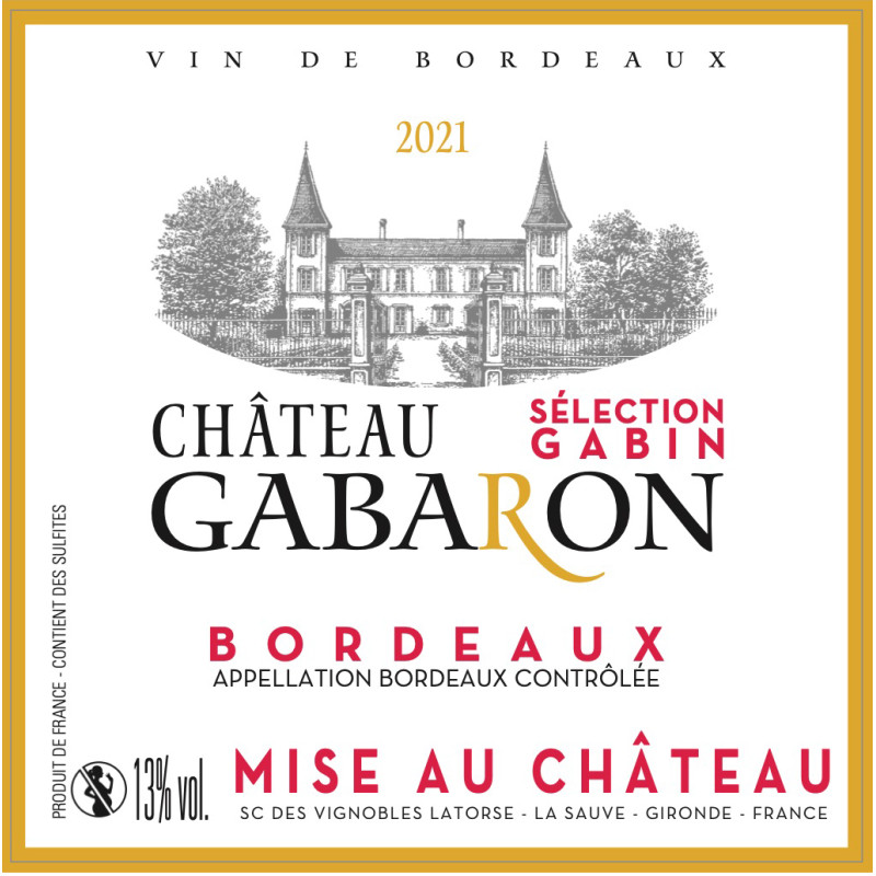 Vin rouge en Bag in Box - BIB AOC Bordeaux Château Gabaron Sélection Gabin